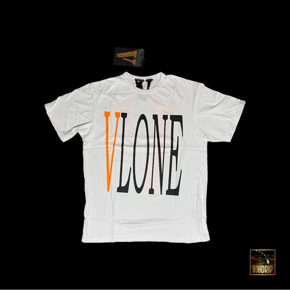VLONE | Shirts | Vlone Orange Staple Tee White L Authentic With ...